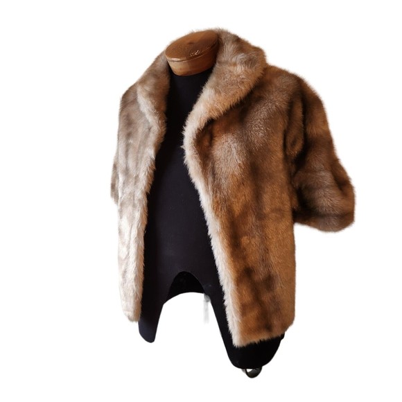 Glenoit | Jackets & Coats | Vtg Fur Mink Pale Taupe Stole Capelet Cape ...